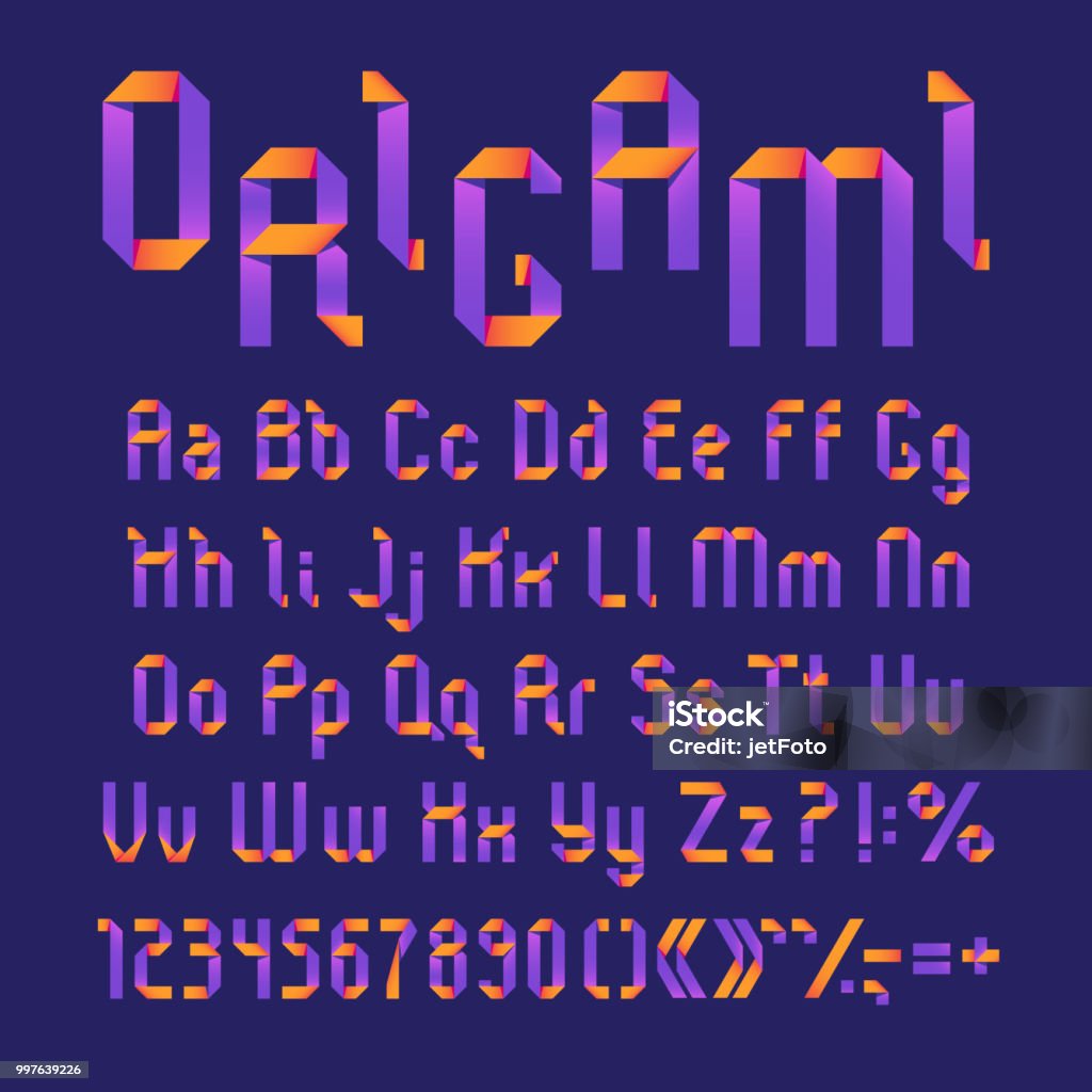 3d 종이 접기 알파벳 Sans Serif 편지 벡터 0명에 대한 스톡 벡터 아트 및 기타 이미지 0명 3차원 형태 개체