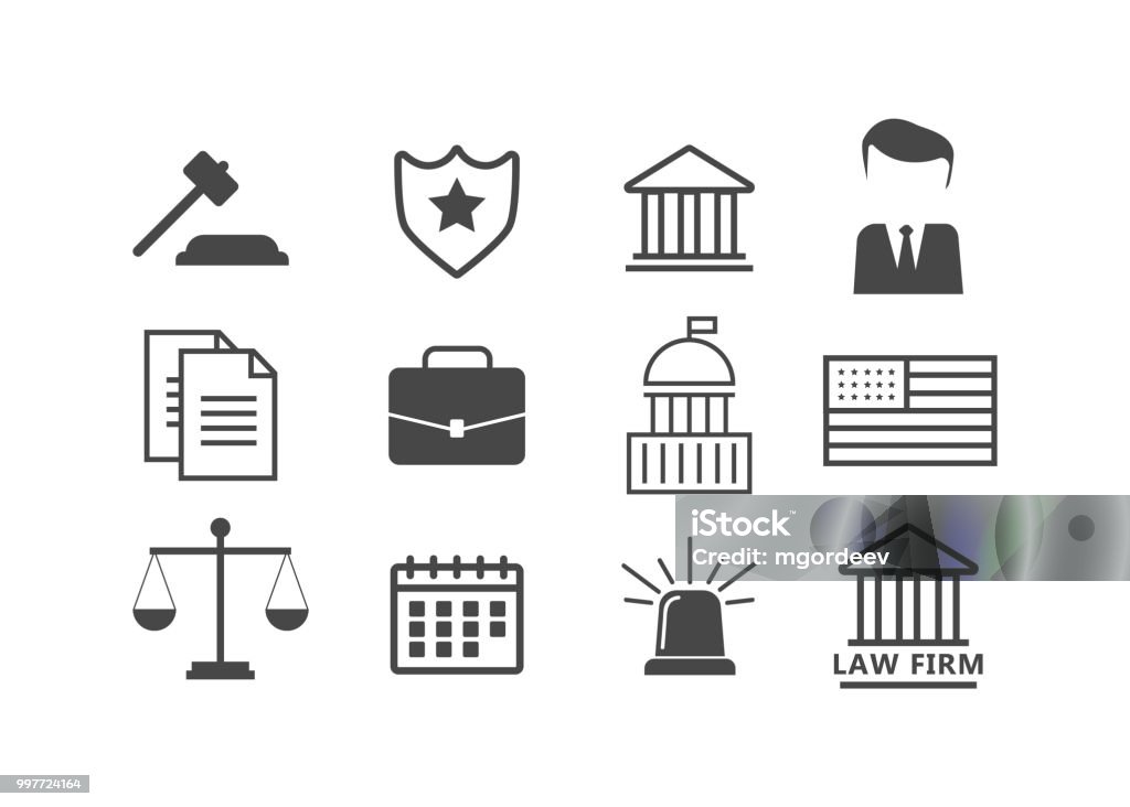 Vetores De Conceito De Advogado Ícones De Advogado Em Estilo Simples