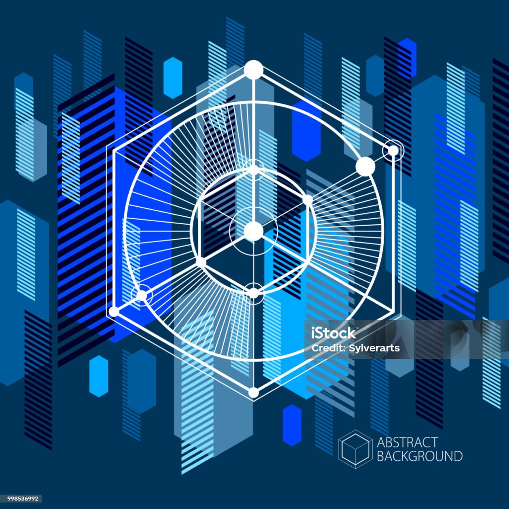 Vector Of Abstract Geometric 3d Cube Pattern And Dark Blue Background Layout Of Cubes Hexagons