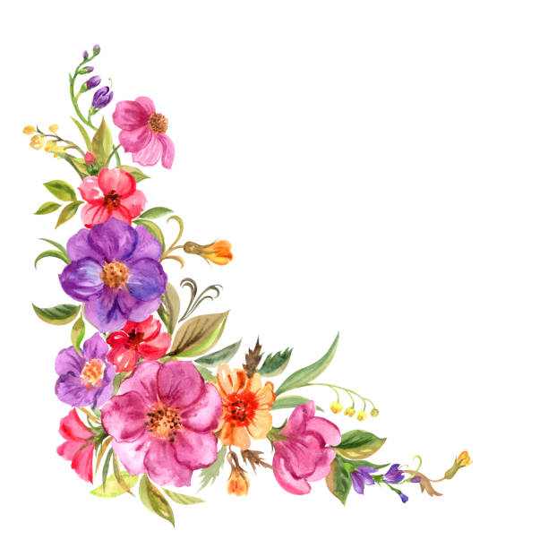Drawing Of Border Card Colorful Corner Design Floral Flower ... Drawing Of Border Card Colorful Corner Design Floral Flower ...