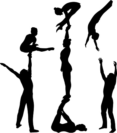 Acrobática Stunt Acróbatas De Gimnastas Vector Silueta Negra Vector De ... Acrobática Stunt Acróbatas De Gimnastas Vector Silueta Negra Vector De ...