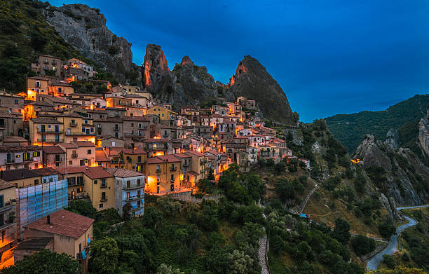 Castelmezzano At Night Basilicata Italy Stock Photos, Pictures ... Castelmezzano At Night Basilicata Italy Stock Photos, Pictures ...