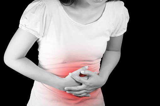 Woman Suffer From Stomachache Or Gastroenterology Concept With ... Woman Suffer From Stomachache Or Gastroenterology Concept With ...
