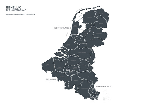 Benelux Vector Map Detailed Vector Benelux Map In European Countries ... Benelux Vector Map Detailed Vector Benelux Map In European Countries ...