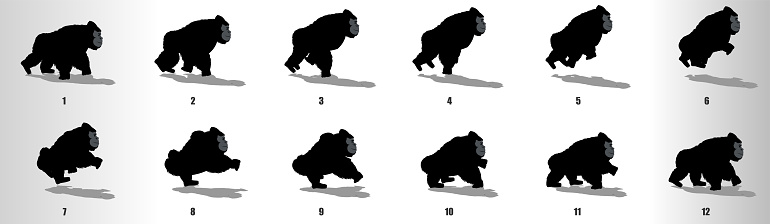 Gorilla Run Siklus Animasi Bingkai Siluet Loop Animasi Urutan Sprite ... Gorilla Run Siklus Animasi Bingkai Siluet Loop Animasi Urutan Sprite ...