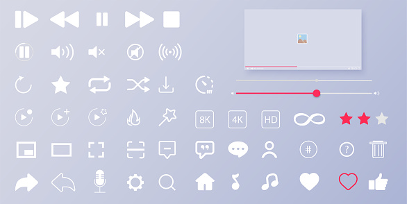 Flat Video Icons Collection Vector Download Flat Video Icons Collection Vector Download