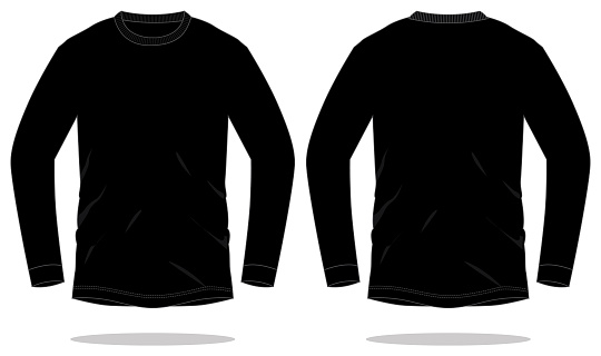 Long Sleeve Black Tshirt Vector For Template Stock Illustration ... Long Sleeve Black Tshirt Vector For Template Stock Illustration ...