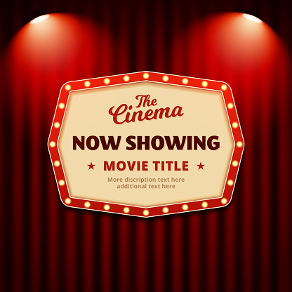 Now Showing Movie In Cinema Poster Design Retro Billboard Sign With ... Now Showing Movie In Cinema Poster Design Retro Billboard Sign With ...