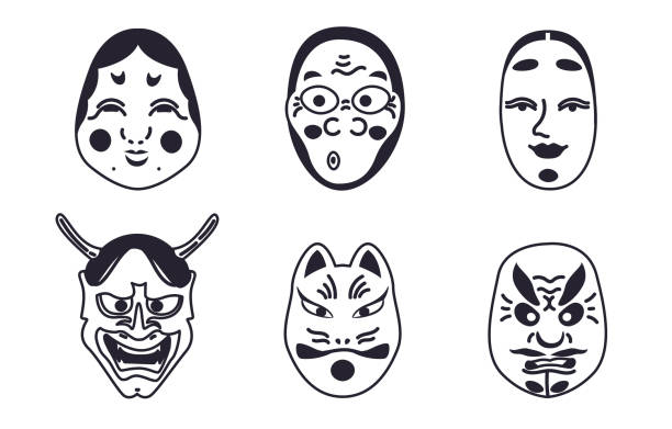 Okame Japanese Noh Mask, Mythical Comic Art, Weird Hyottoko Mask ... Okame Japanese Noh Mask, Mythical Comic Art, Weird Hyottoko Mask ...