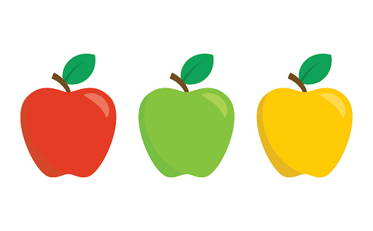 Red Green And Yellow Apples Isolated On White Background Set Of Vector ... Red Green And Yellow Apples Isolated On White Background Set Of Vector ...