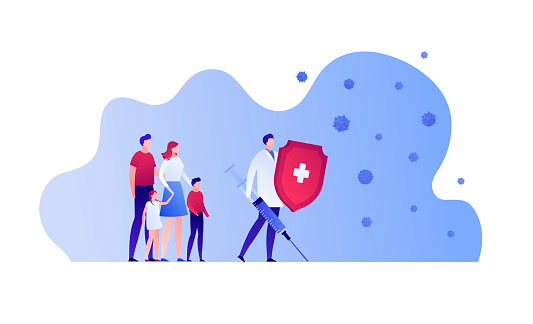 Vaccination Healthcare Concept Vector Flat People Illustration Family ... Vaccination Healthcare Concept Vector Flat People Illustration Family ...